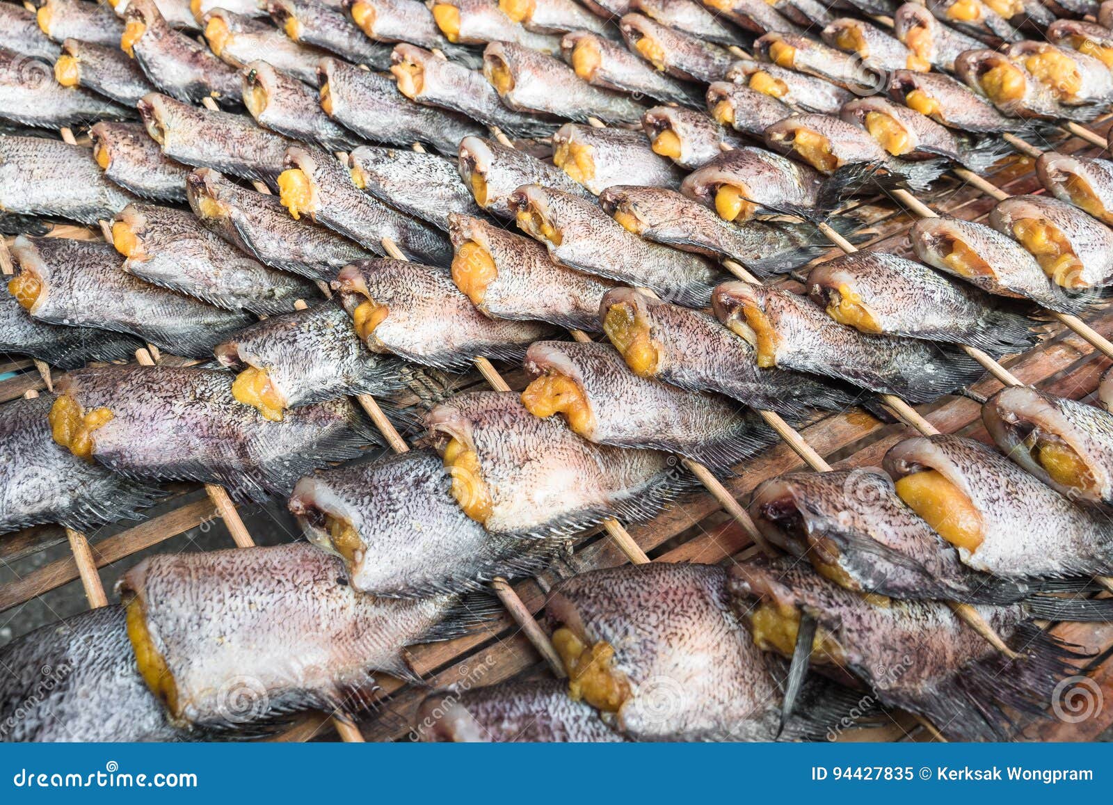 Dried Fish on Bamboo Basket. Stock Image - Image of nature, kipper ...