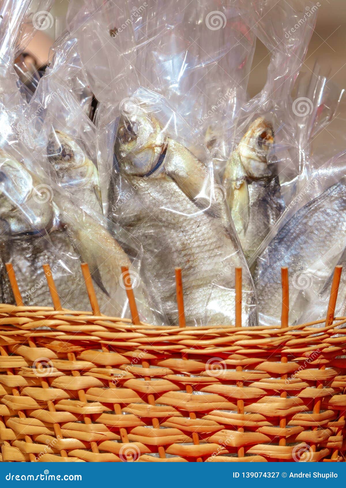 Dried Fish in a Basket in the Market Stock Image - Image of basket ...