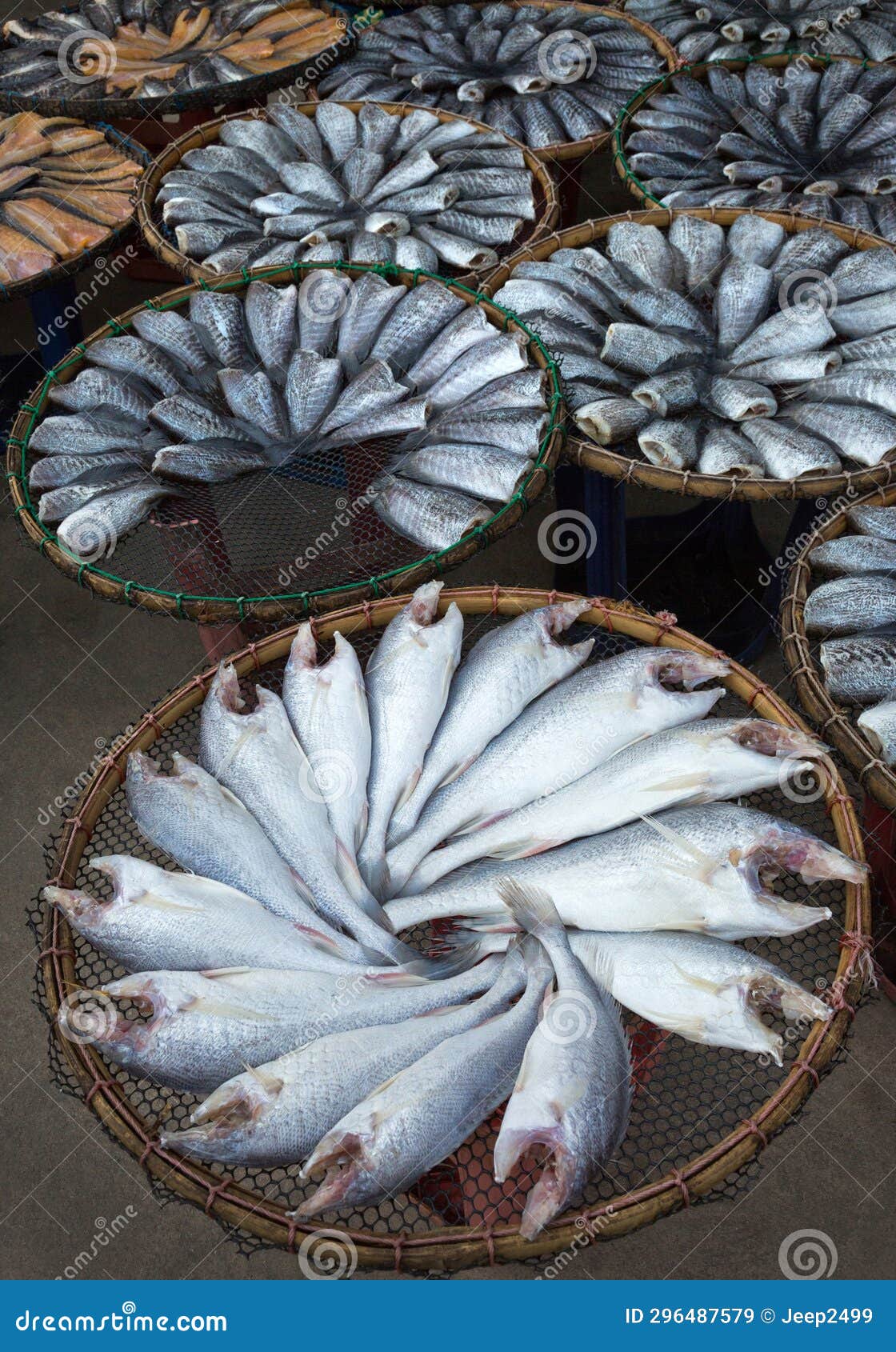 Dried fish in basket. stock image. Image of ripe, pattern - 296487579