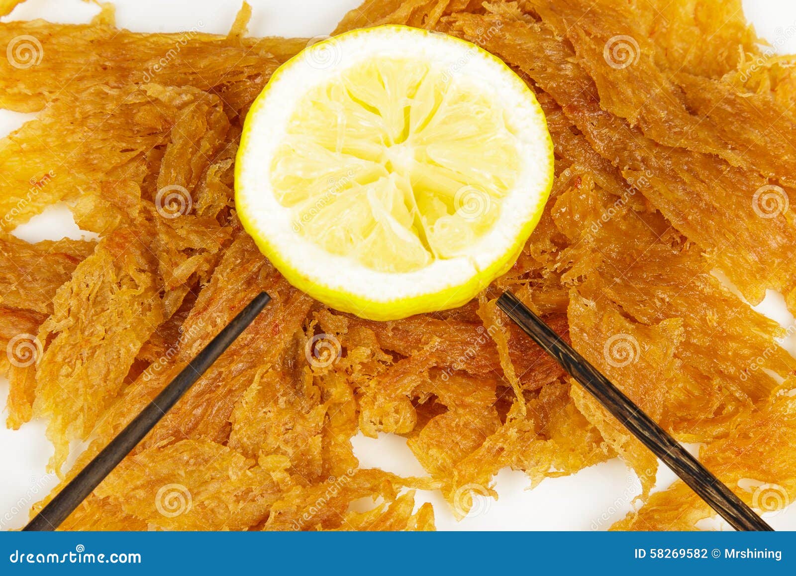 Dried fish with lemon stock photo. Image of prepared - 58269582