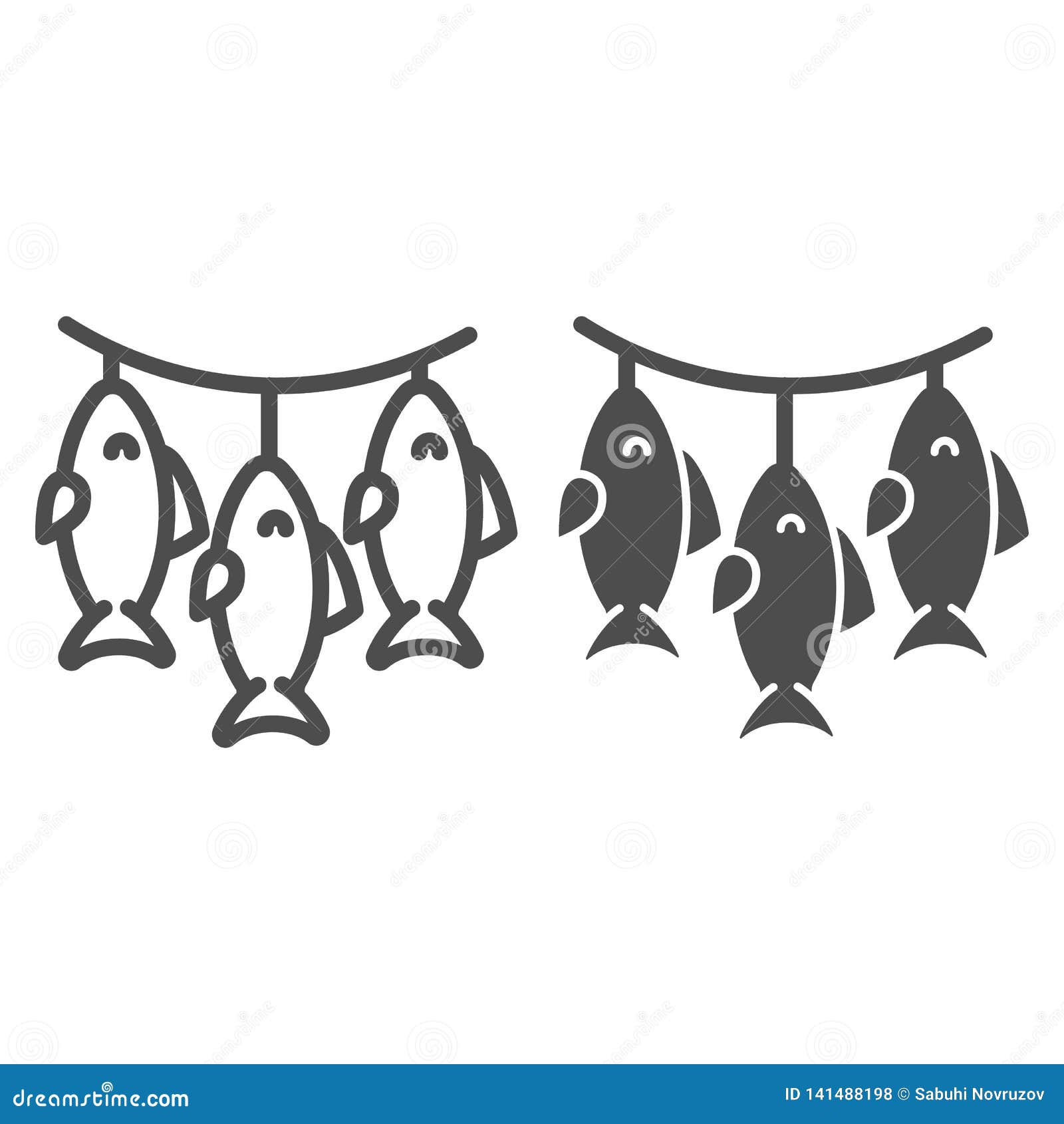 Fish Line In Red Colour Cartoon Vector | CartoonDealer.com #89819855