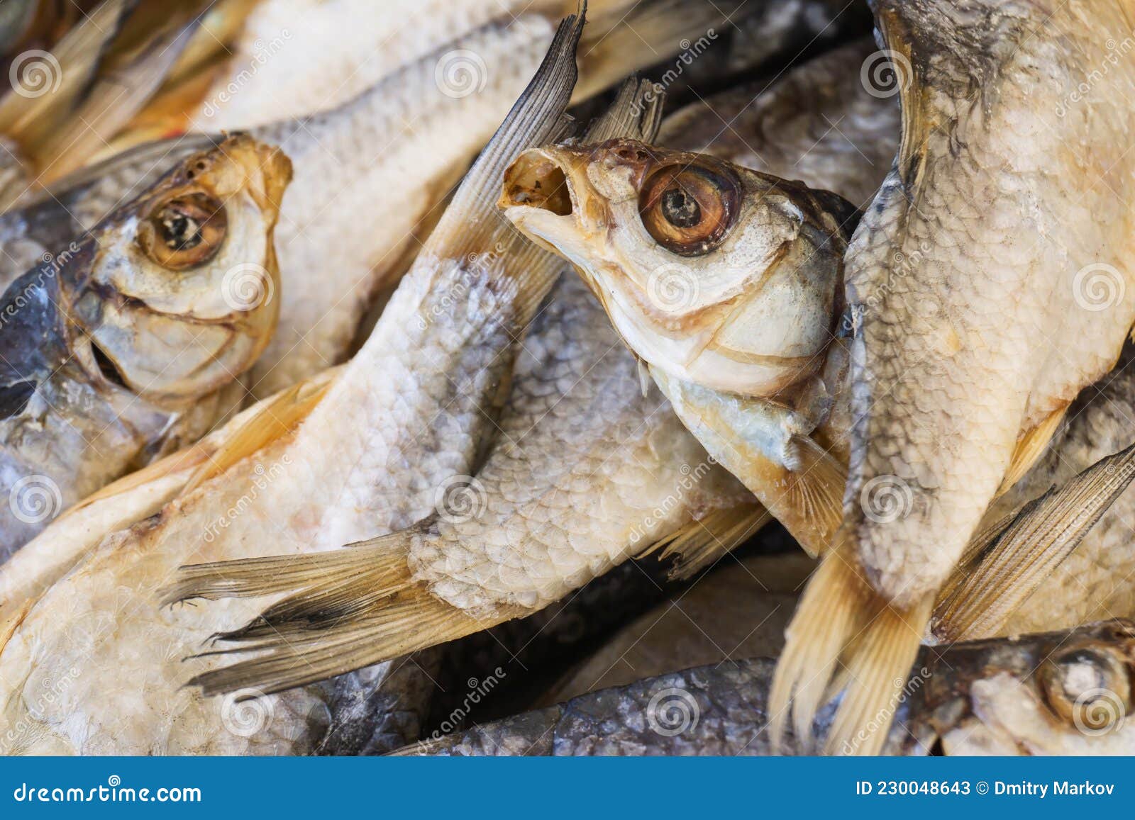 Dried Fish. a Lot of Salty Roach. Close-up Stock Image - Image of ...