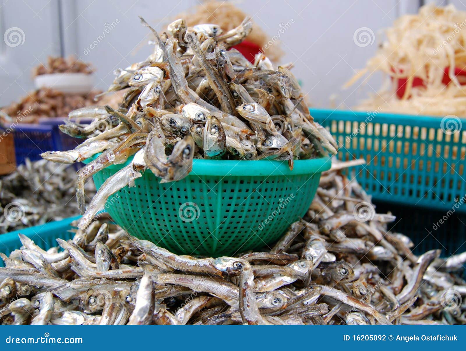 Dried Fish for Sale in a Market Stock Photo - Image of dried, basket ...