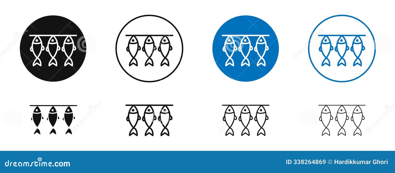 Dried Fish Line Icon, Fish Market Concept, Sea Roach Sign On White ...