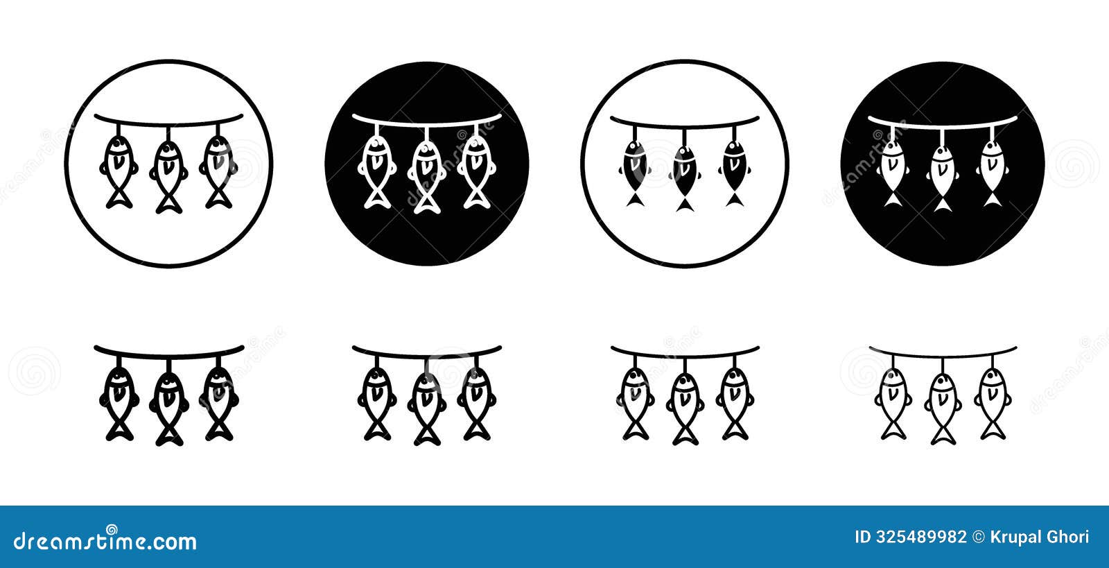 Dried Fish Vector Icon Set Collection. Dried Fish Outline Flat Icon ...