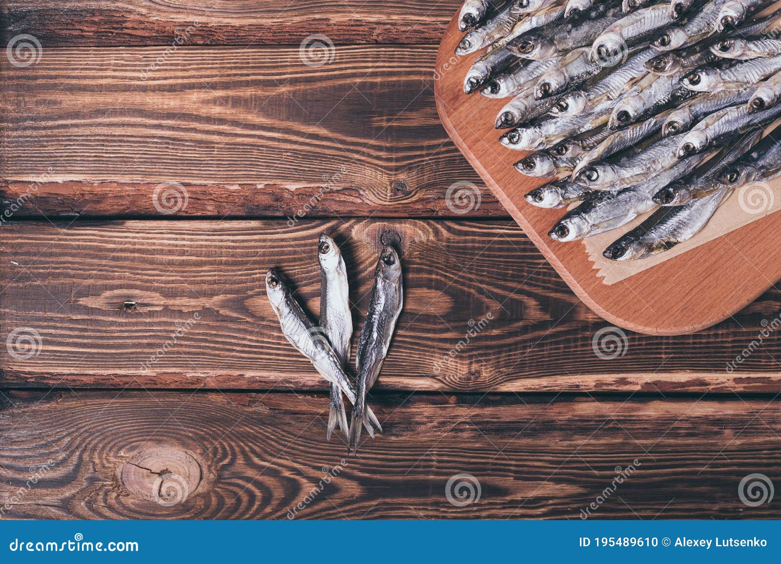 Dried Fish on a Wooden Background. Studio Photo Stock Photo - Image of ...