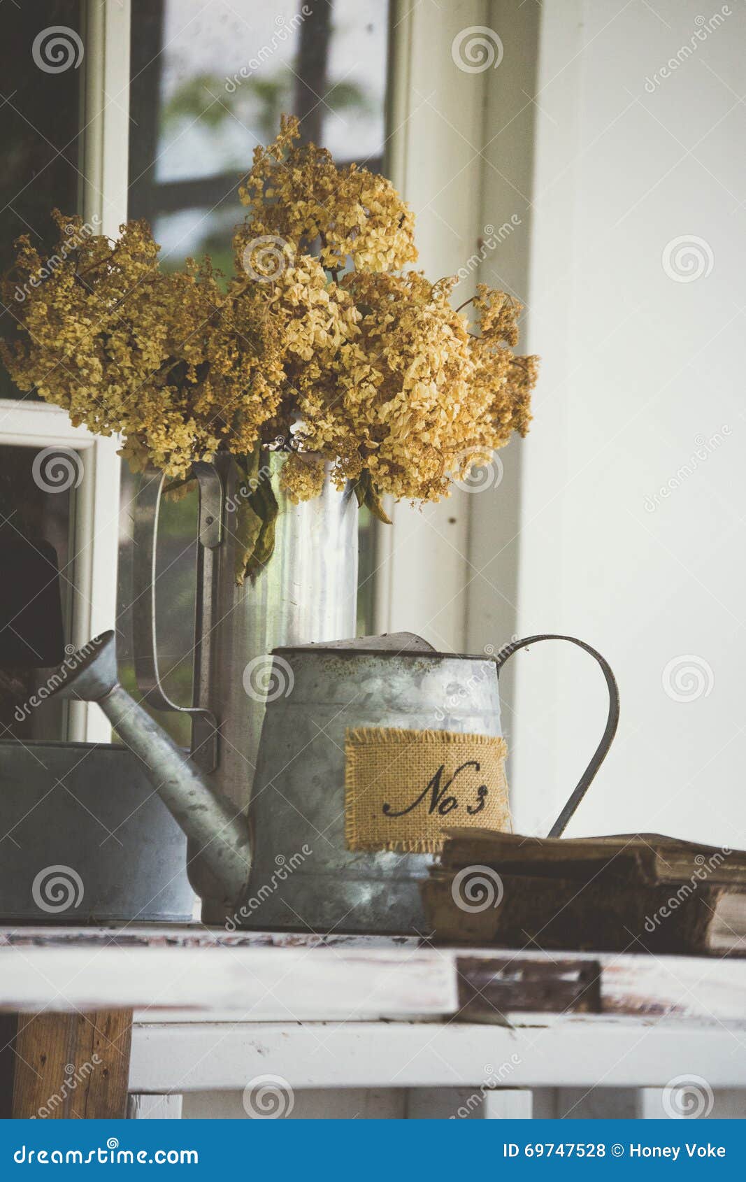 Dried flowers on a table stock photo. Image of farm, water - 69747528