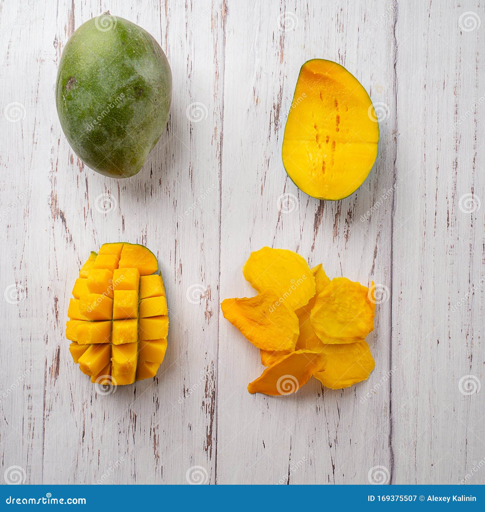 Dried and Fresh Mango Lay on the White Background Stock Image - Image ...