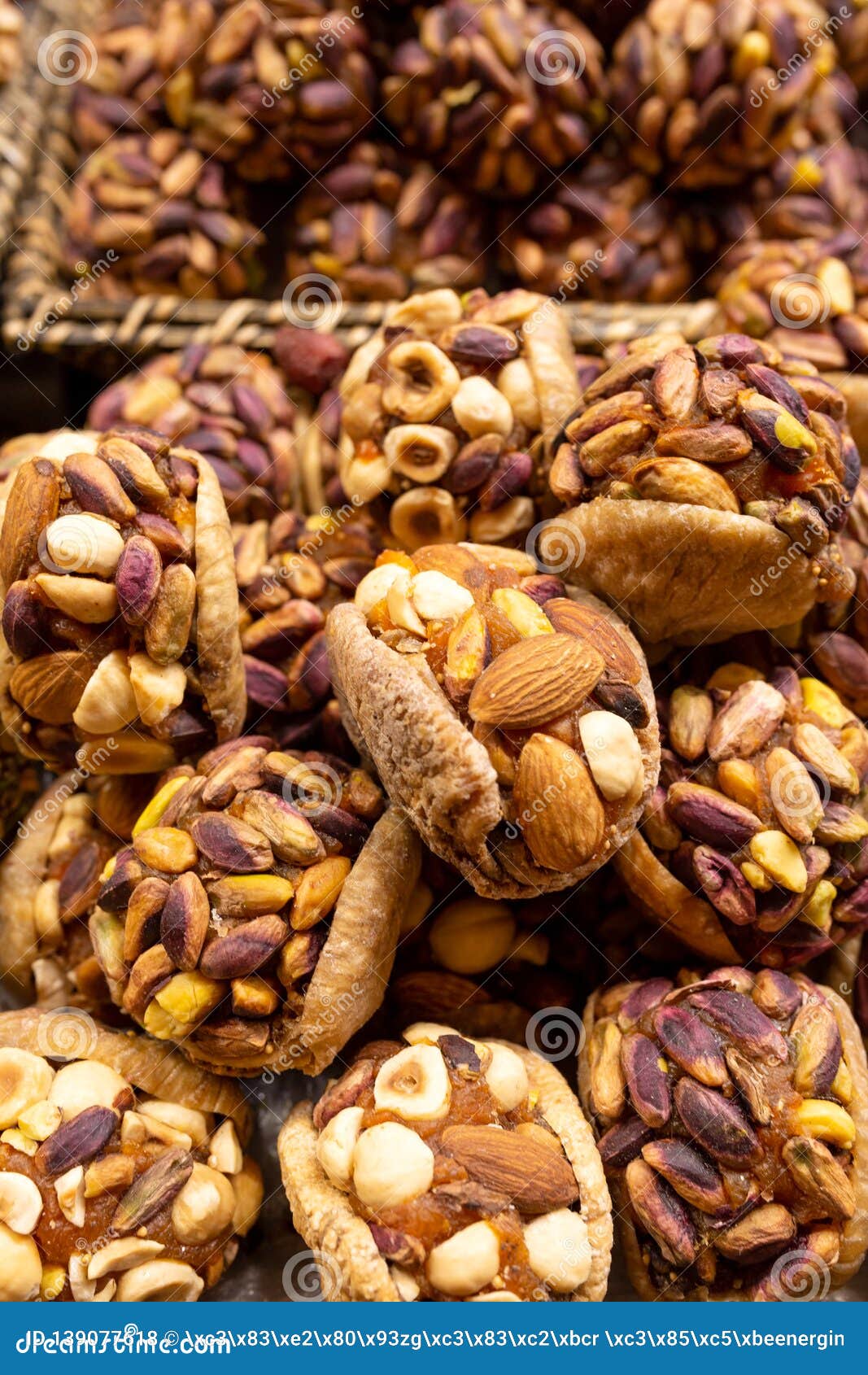 Dried Fruit Dessert with Fig and Different Nuts. Stock Photo - Image of ...