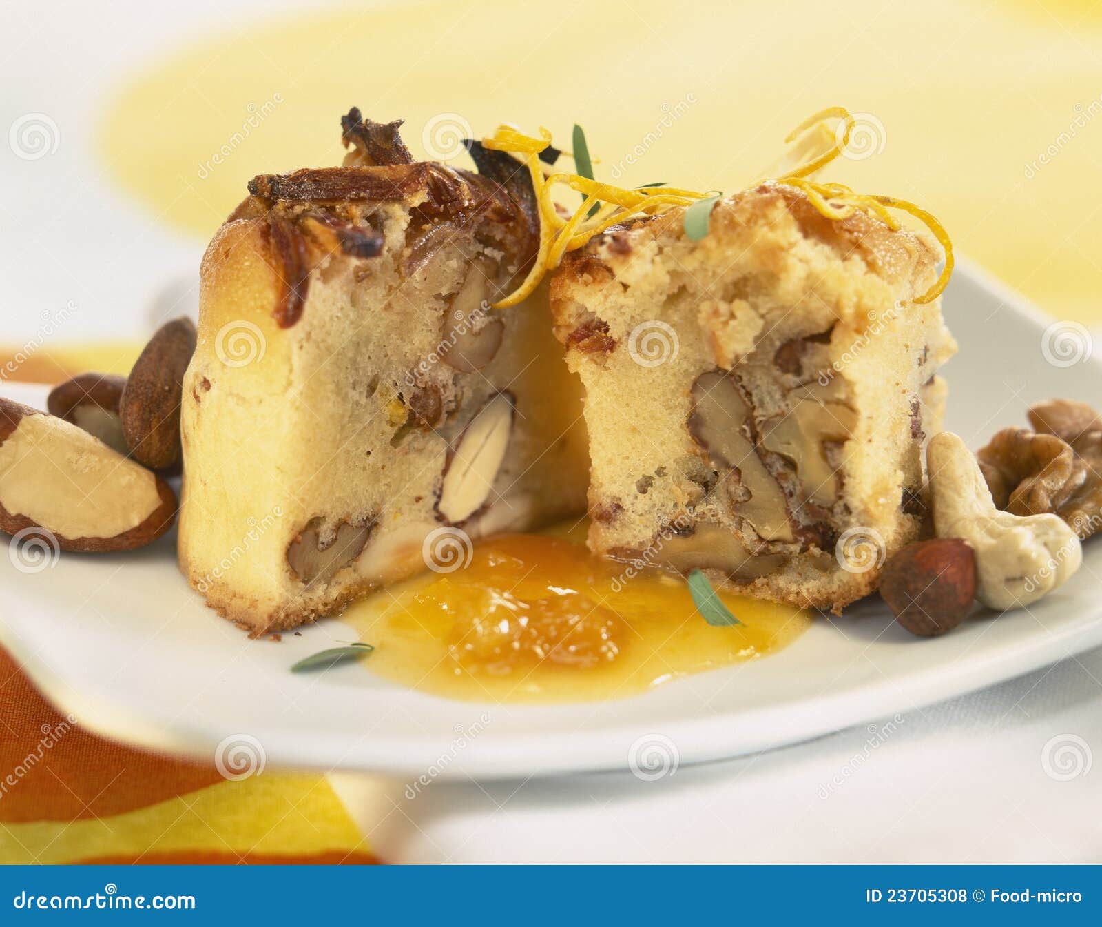 Dried Fruit Financier with Orange Sauce Stock Photo - Image of fillet ...
