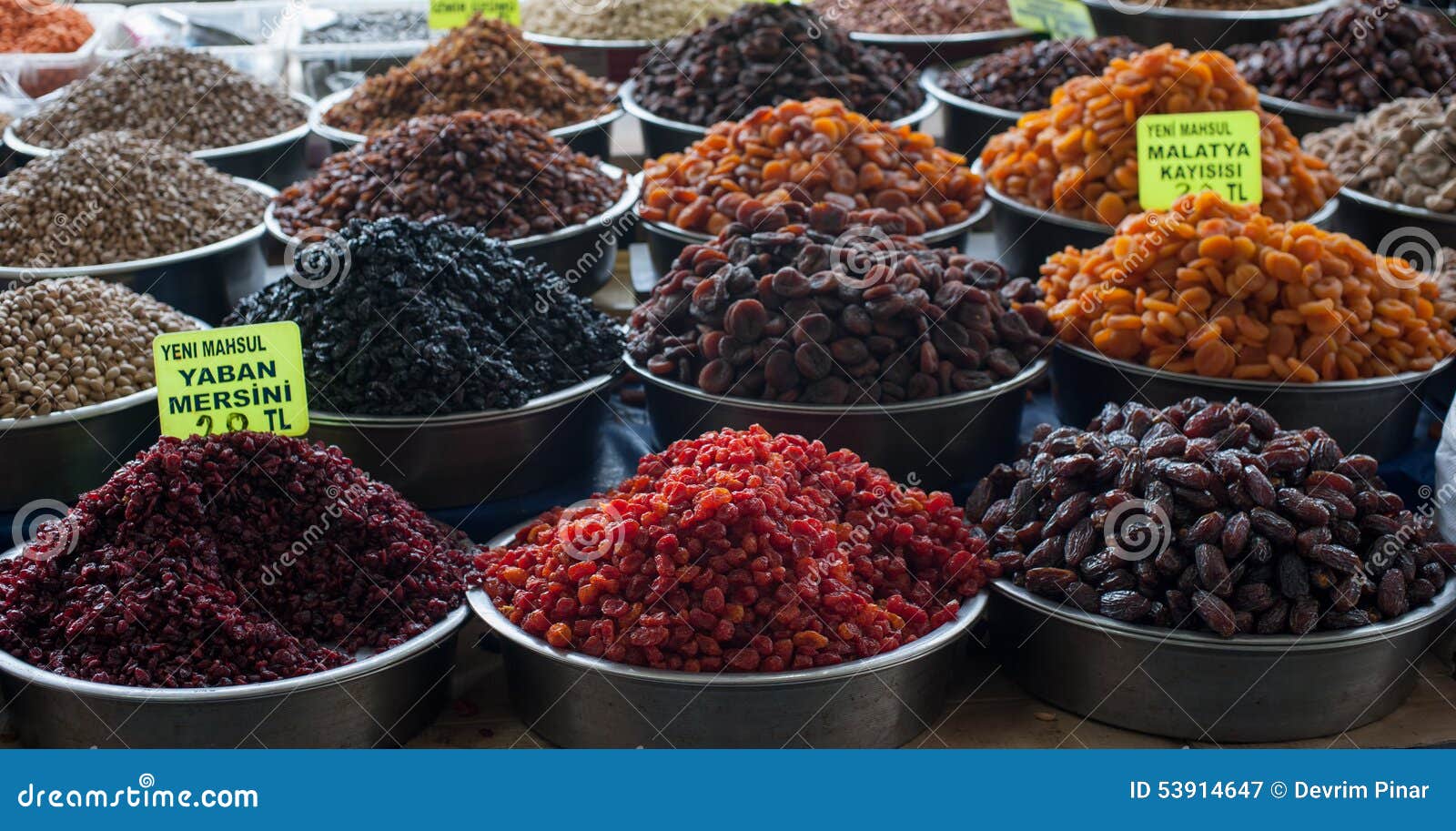Dried fruits at bazaar stock image. Image of nuts, assortment - 53914647