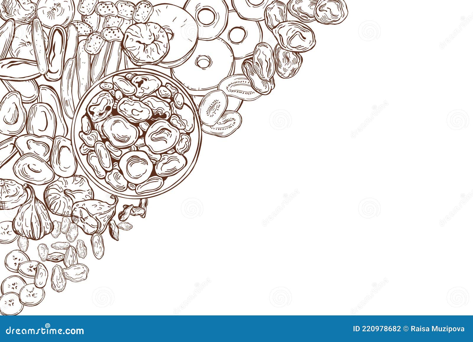 Dried Fruits . Vector Background Stock Vector - Illustration of line ...