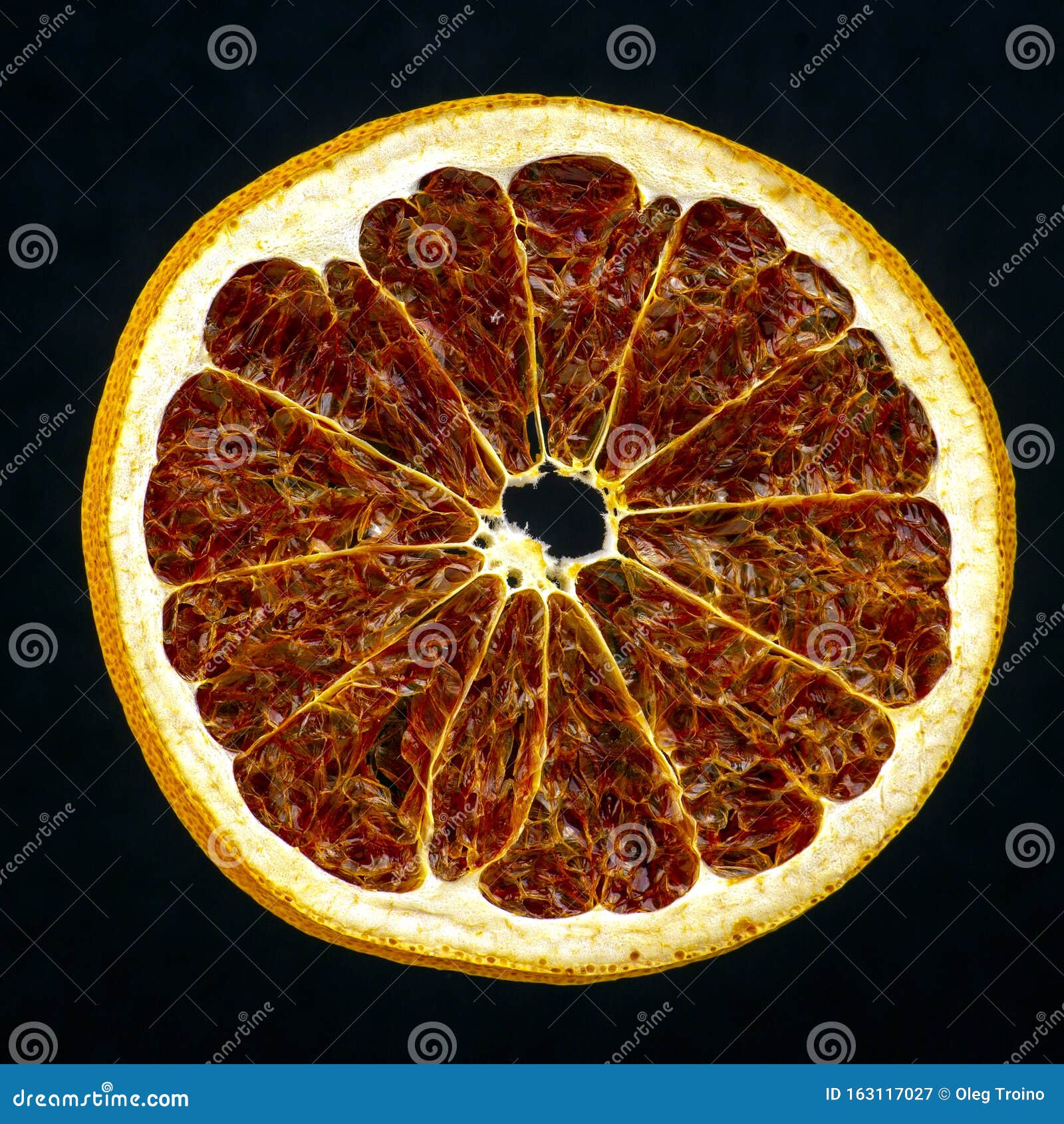 Dried Grapefruit Slice on a Dark Background Stock Image - Image of diet ...