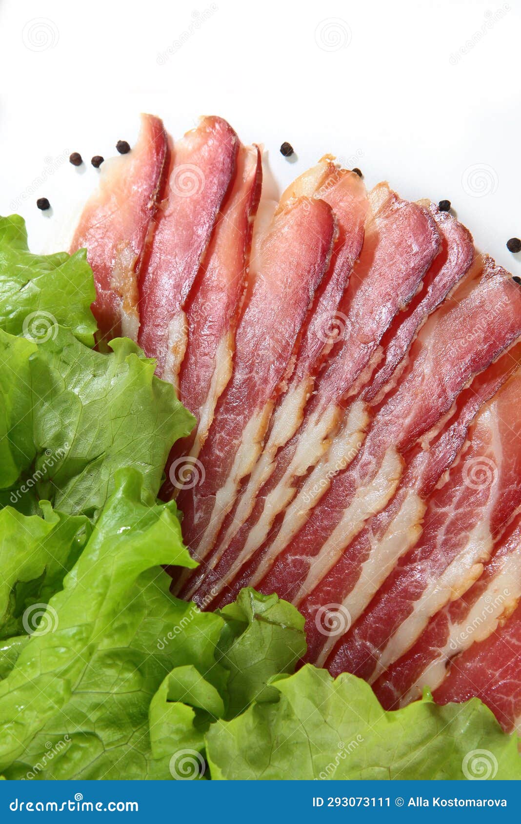 Dried Ham on White Background. Hamon on White Background. Slices of ...