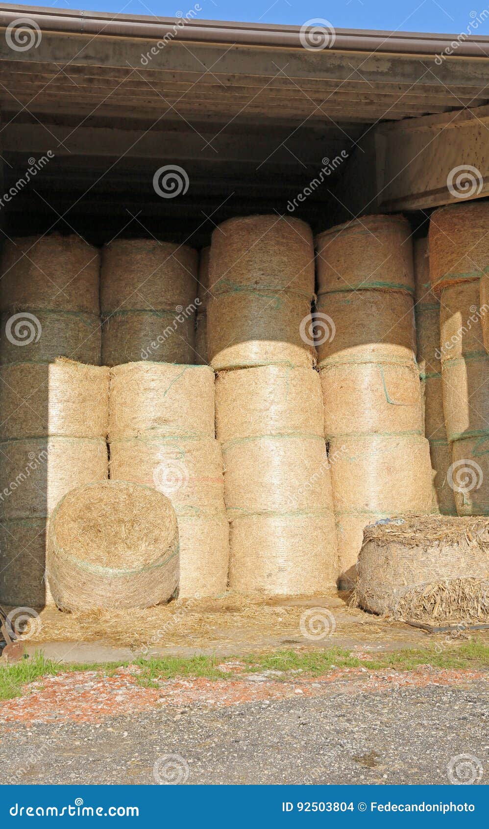 Dried hay bales stock photo. Image of hayfield, storage - 92503804