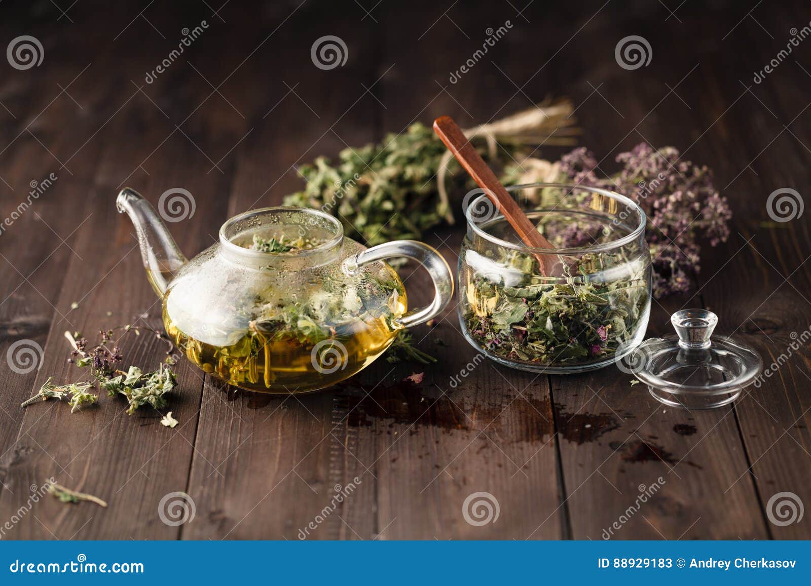 Dried Herbals for Tea and Breawed Medicine Tea Stock Image - Image of ...