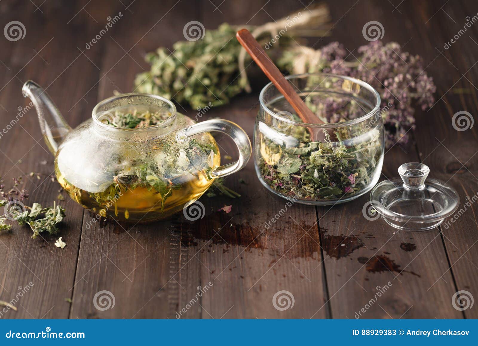 Dried Herbals for Tea and Breawed Medicine Tea Stock Image - Image of ...