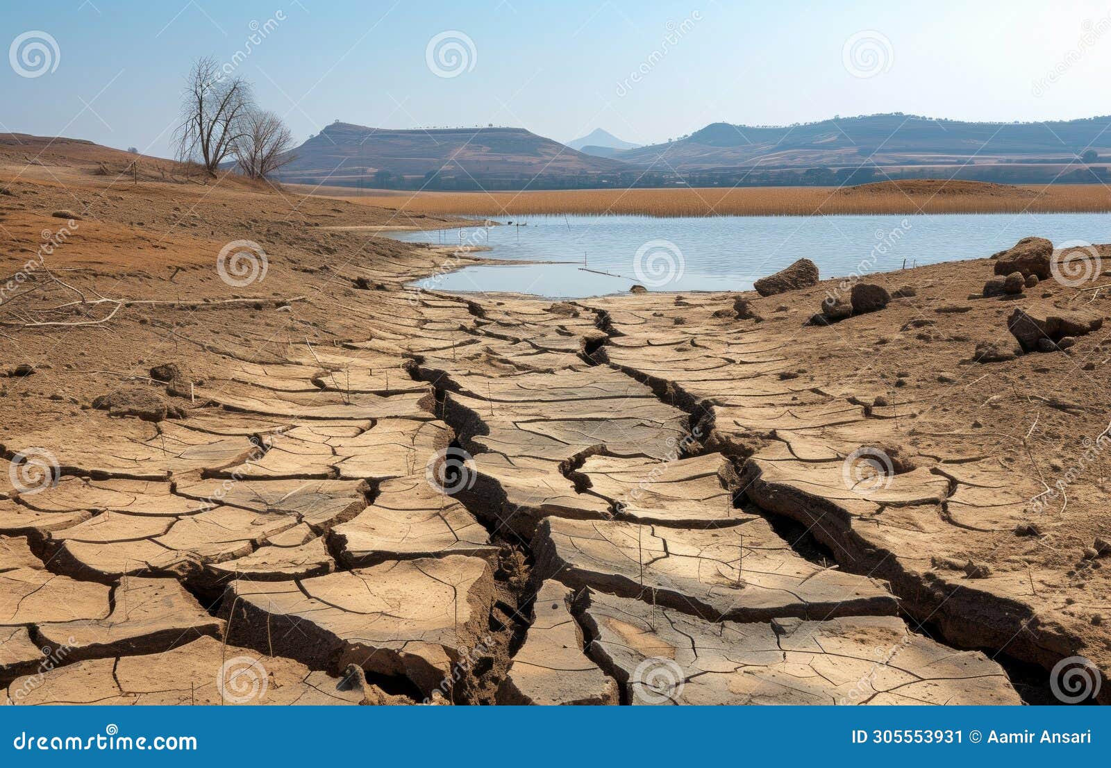 A Dried Lake on Water Surface, Water Scarcity and Drying Rivers Concept ...