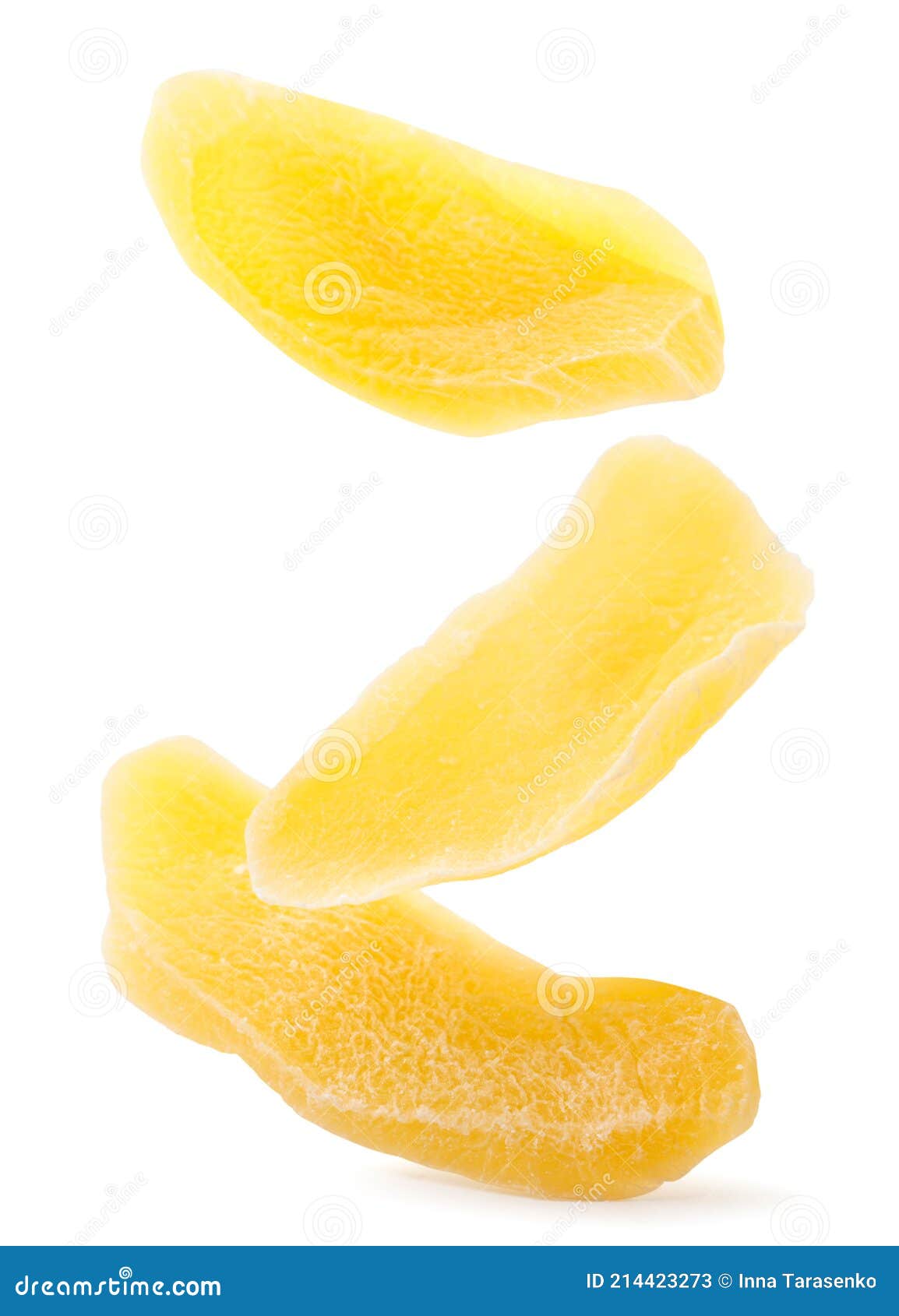 Dried Mango Slices Falling on a White Background. Isolated Stock Image ...
