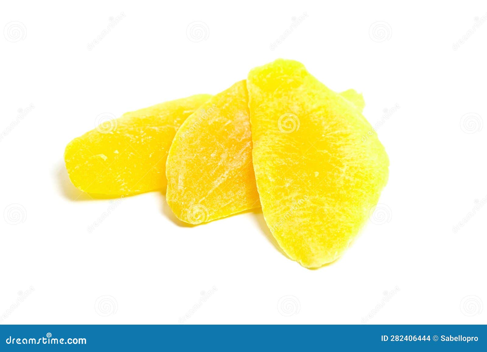 Dried Mango Slices Isolated On White Background Candied Mango Fruit