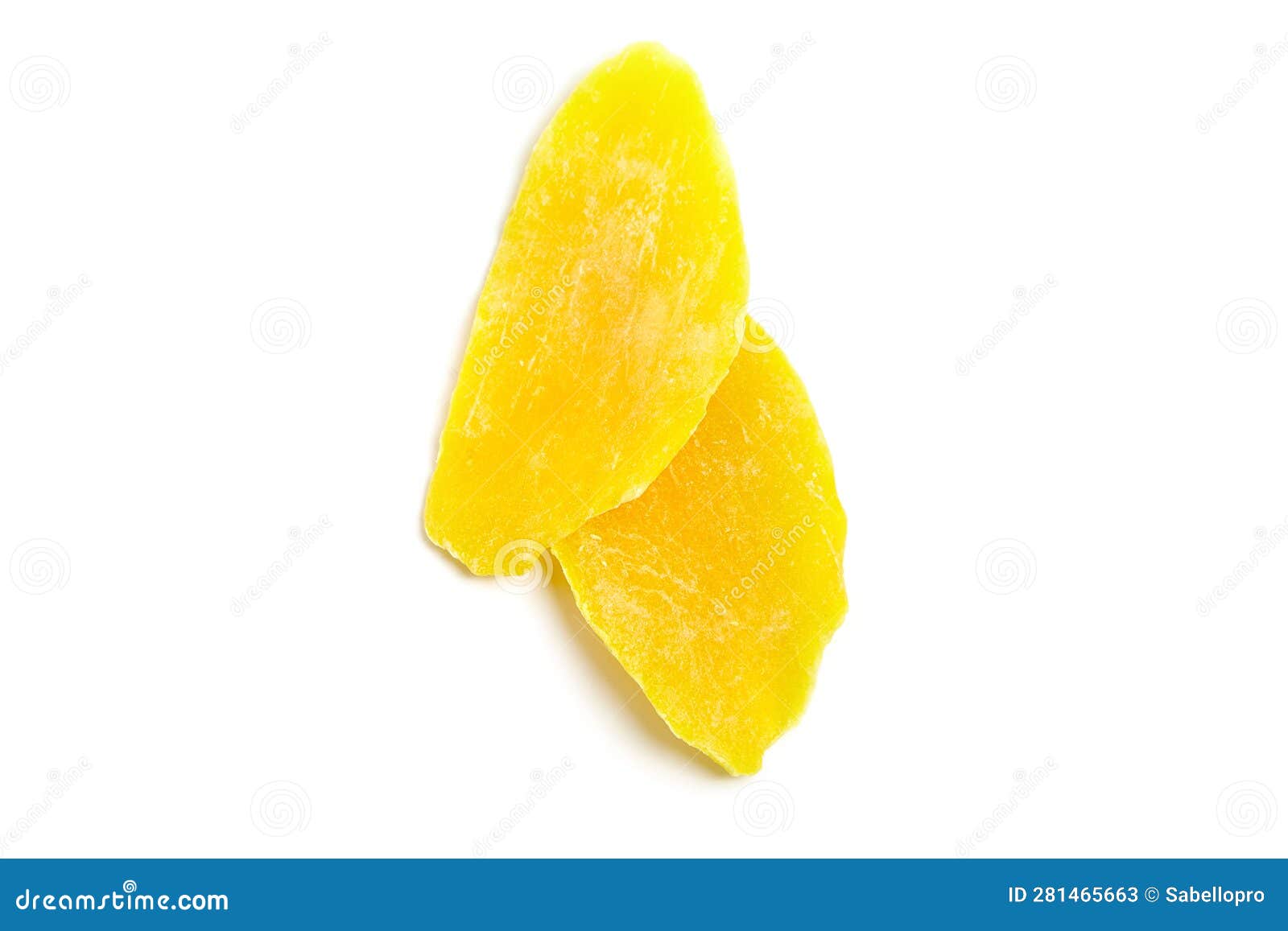 Dried Mango Slices Isolated On White Background Two Dehydrated Mango