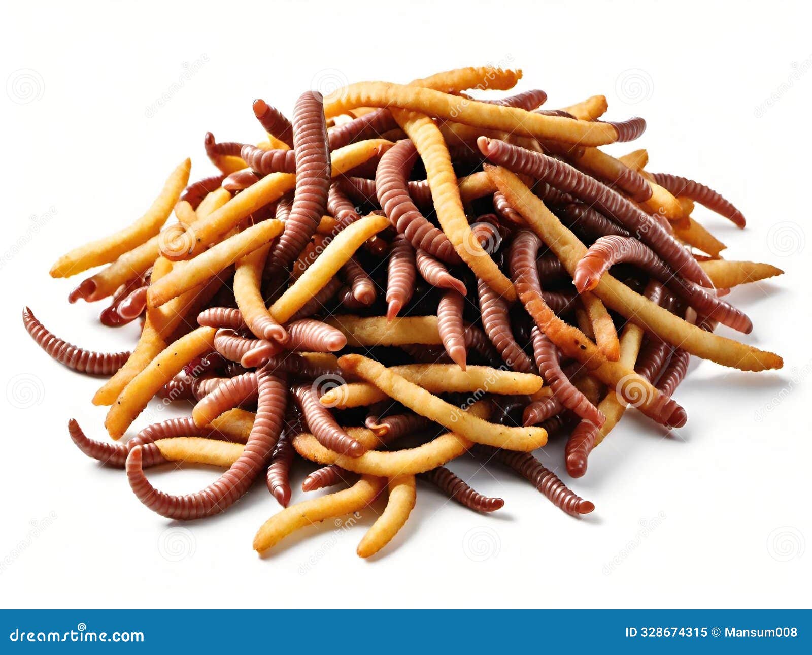 Dried Orange Worms in a White Background Stock Illustration ...
