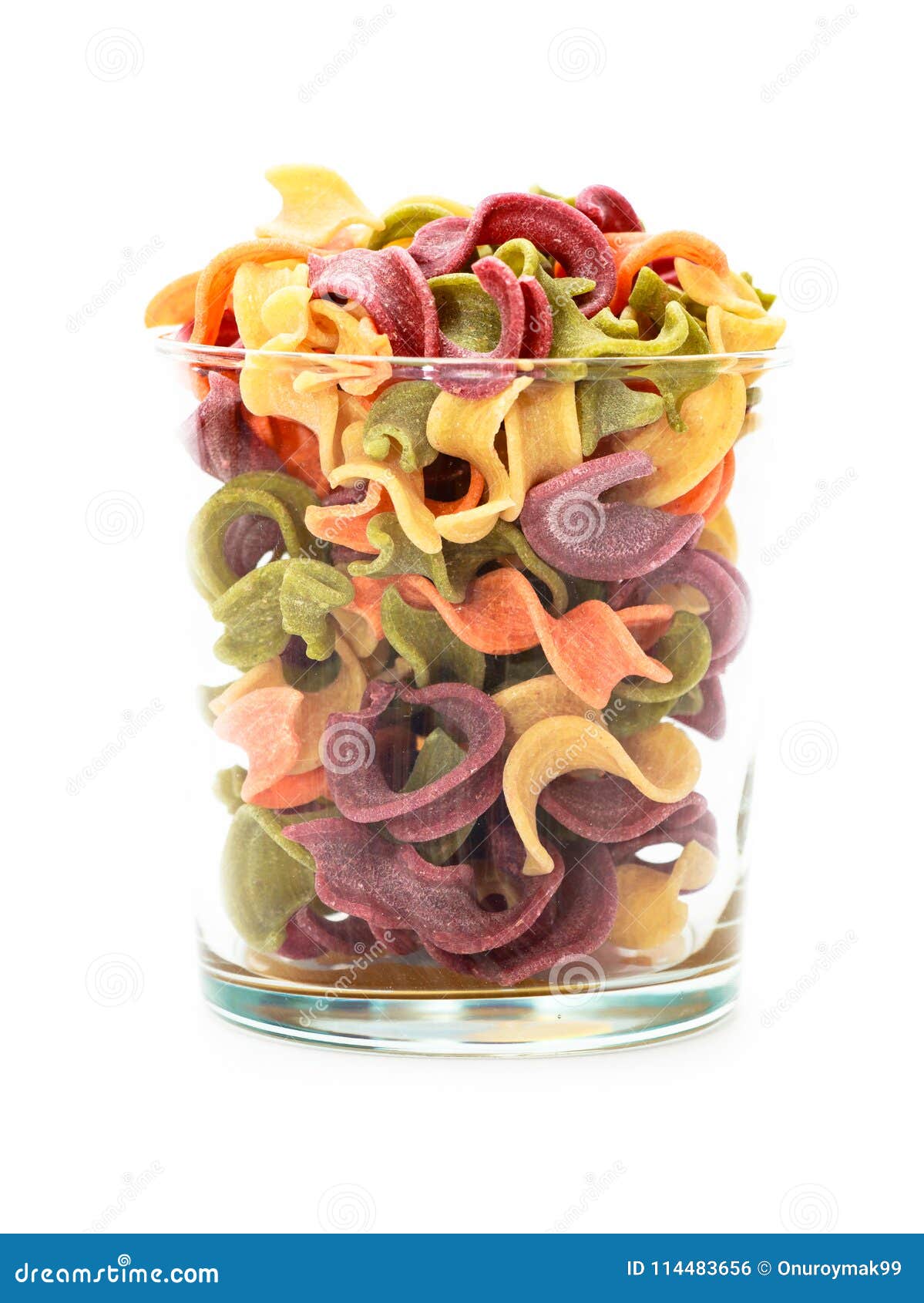 Dried Pasta in Cup Front View. Colorful Vegetable Pastas on Isolated ...