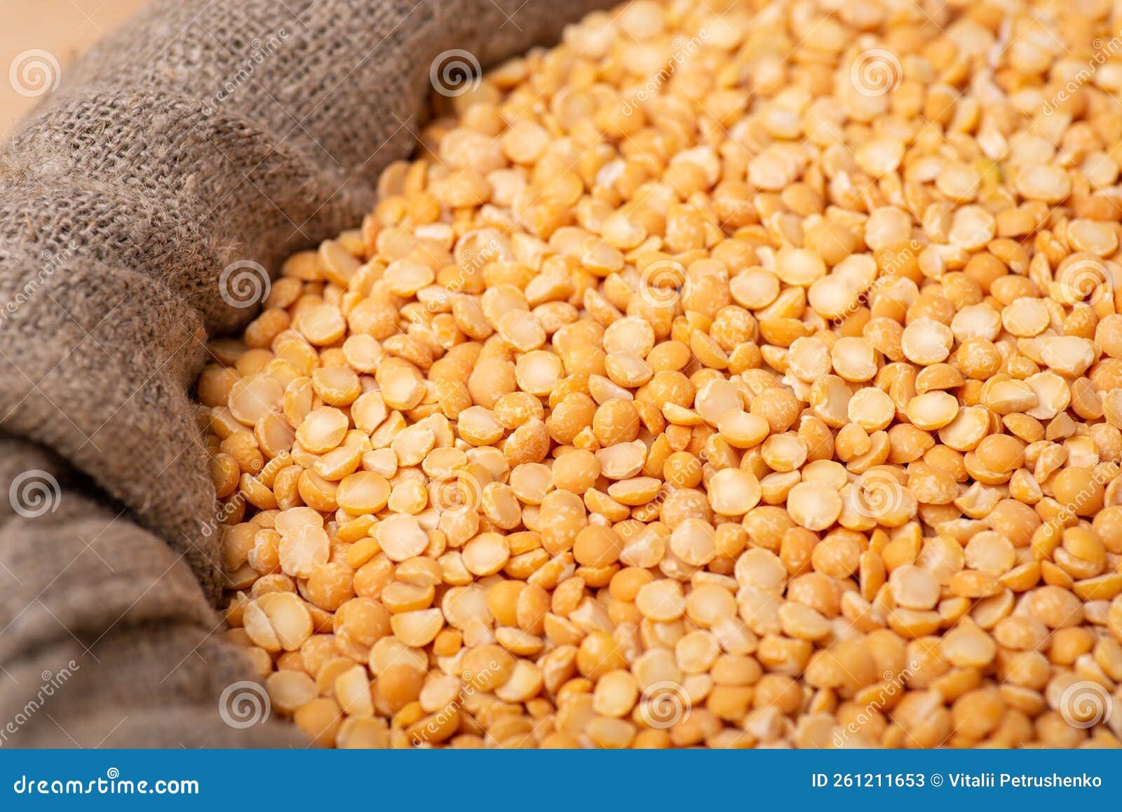 Dried pea in a linen sack stock image. Image of orange - 261211653