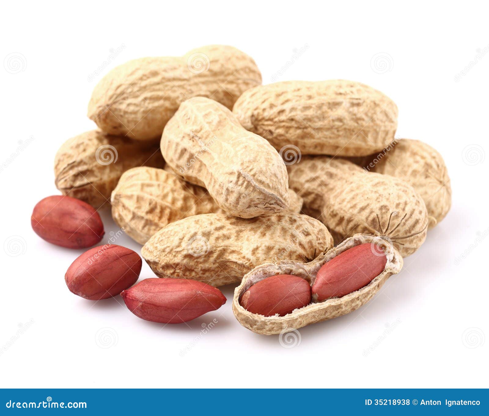 Dried Peanuts Isolated On White Background. Food. Top View Royalty-Free ...