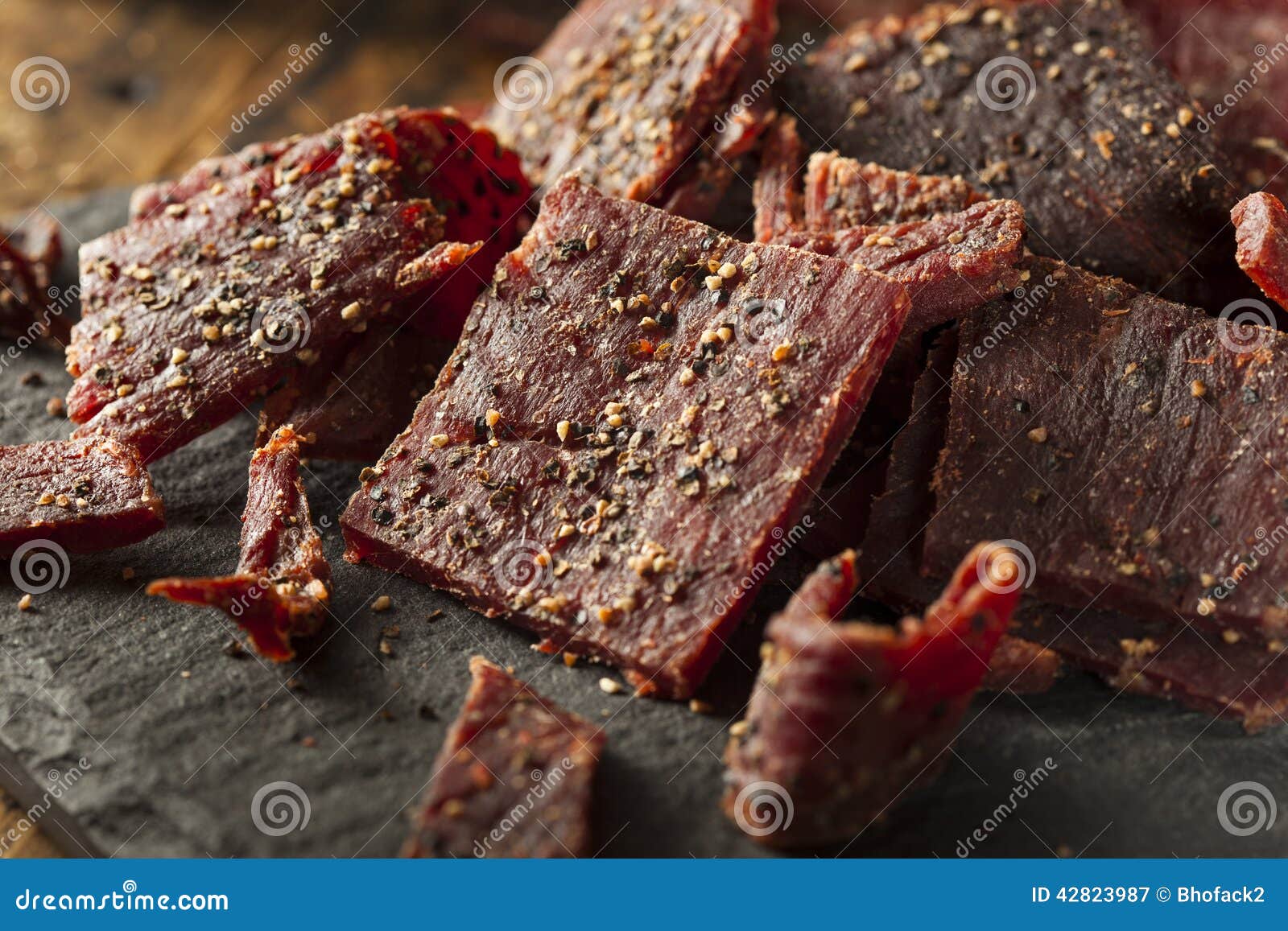 Dried Peppered Beef Jerky stock image. Image of crispy - 42823987