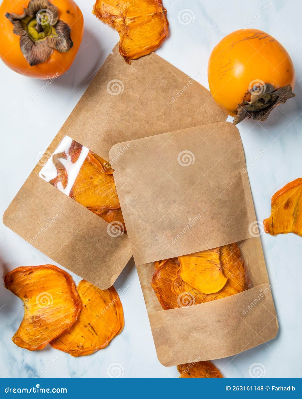Dried Persimmons in Package from Above Stock Photo - Image of food ...