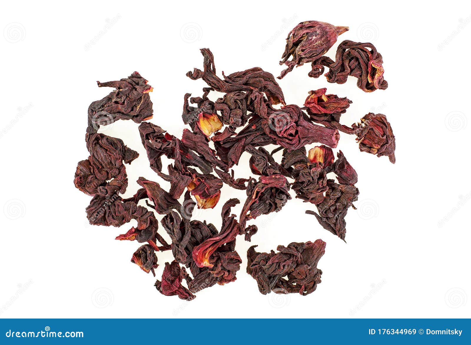 Dried Petals of Hibiscus on White Background. Carcade Stock Image ...