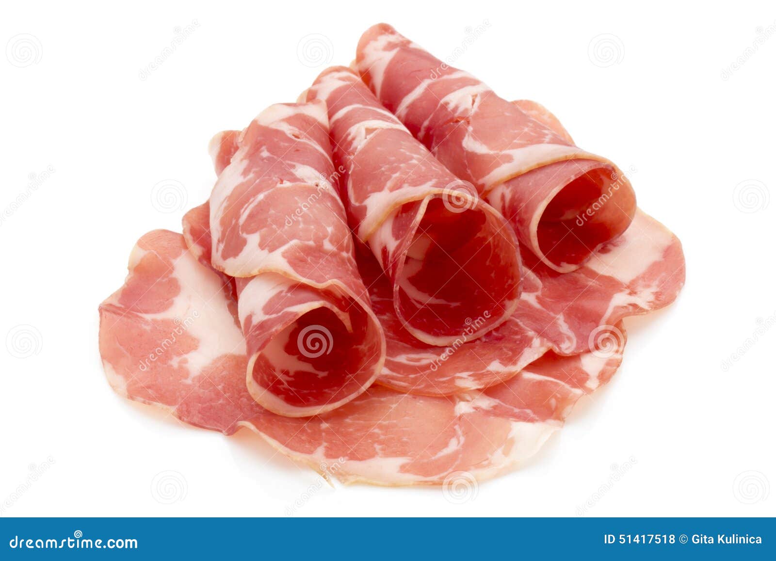Dried Pig Meat Slices. Delicatess Stock Photo - Image of studio, pork ...