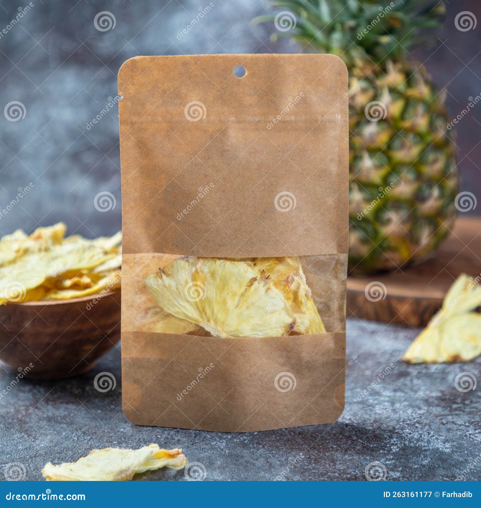 Dried Pineapple in Paper Package Stock Image - Image of pineapple, green: 263161177