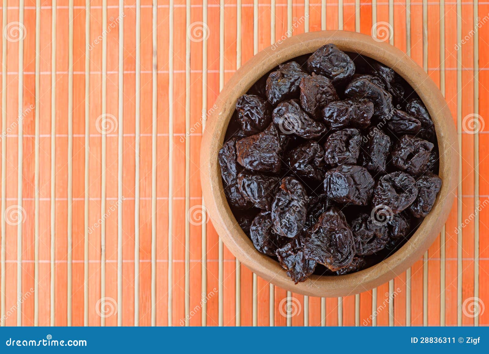 Dried Prunes in Wooden Bowl Stock Image - Image of dried, fiber: 28836311