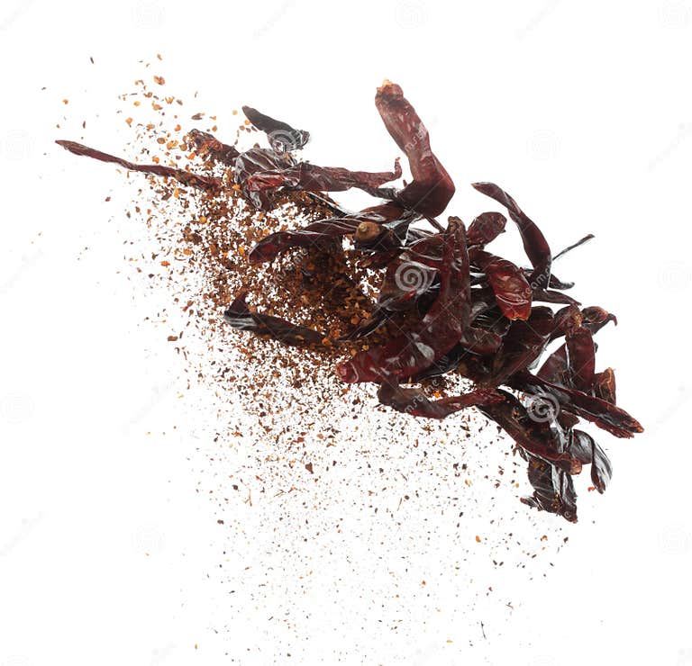 Dried Red Hot Chilli Fall Down Explosion, Dried Red Chilli Float ...