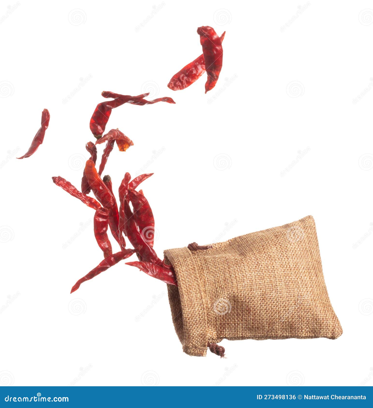 Dried Red Hot Chilli Fall Down in Sack Bag, Dried Red Chilli Float ...
