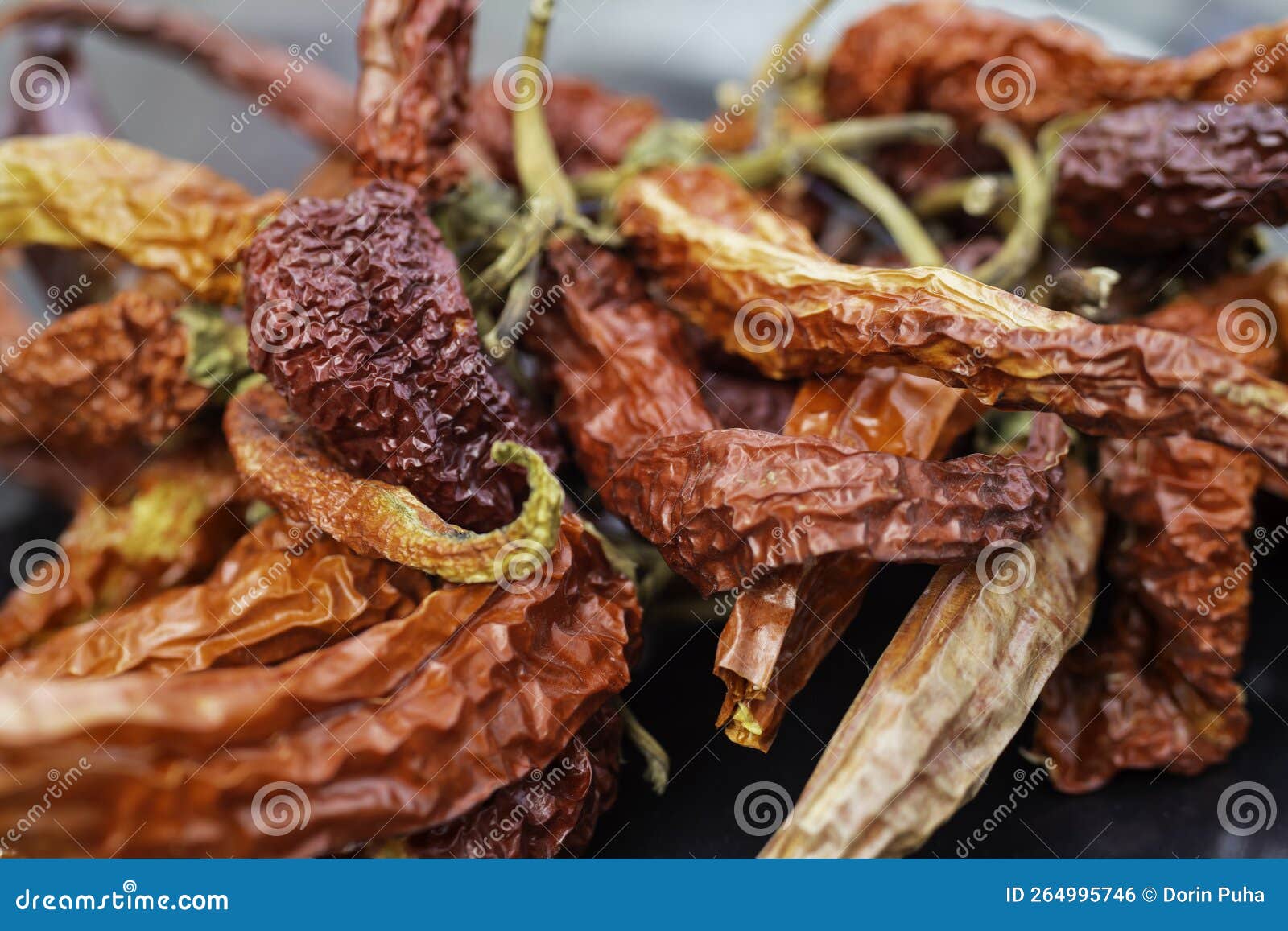 Dried Red and Orange Chilli Peppers, Soft Focus Close Up Stock Photo ...