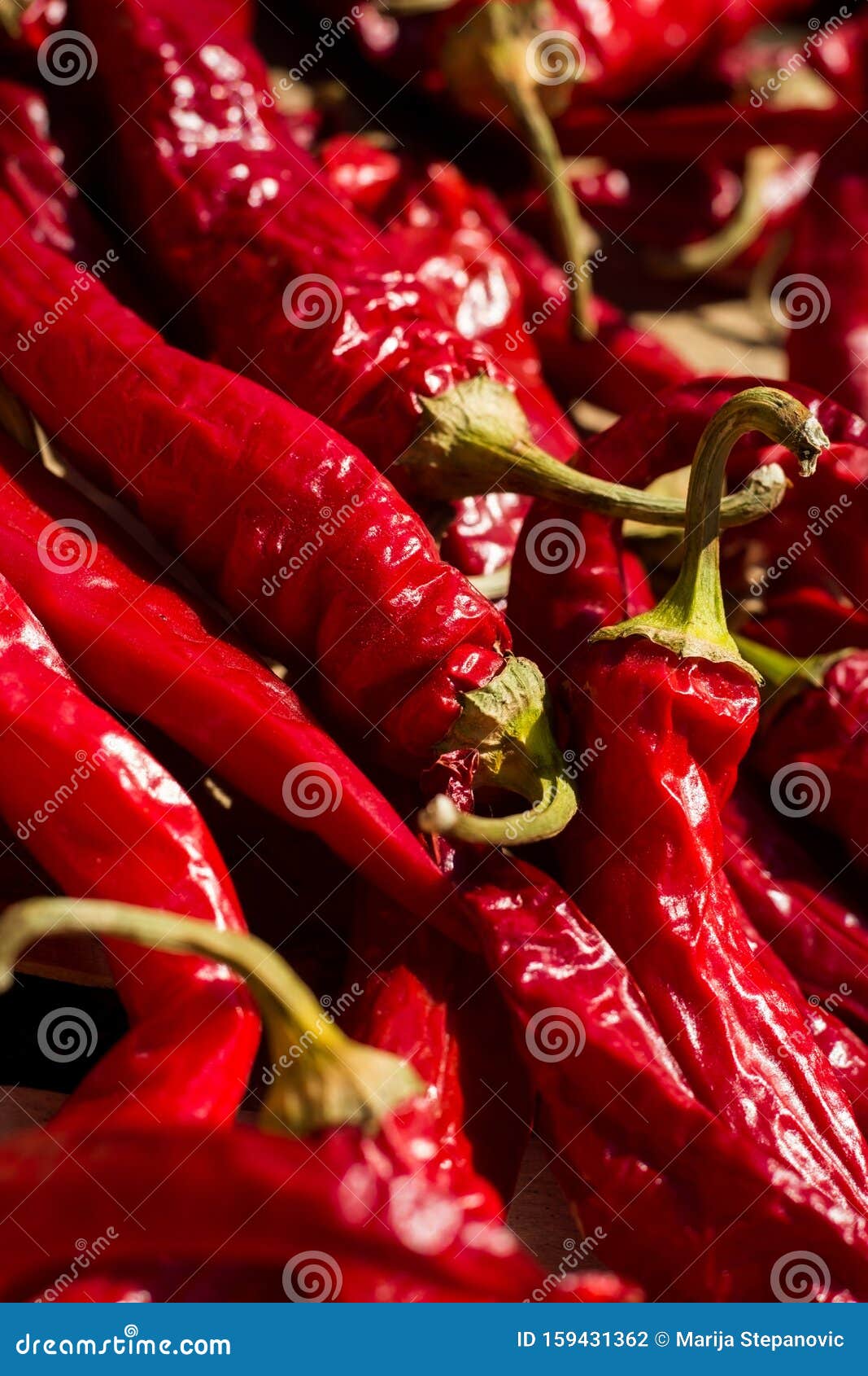 Dried Red Pepper Background. Process of Natural Drying Red Pepper on ...