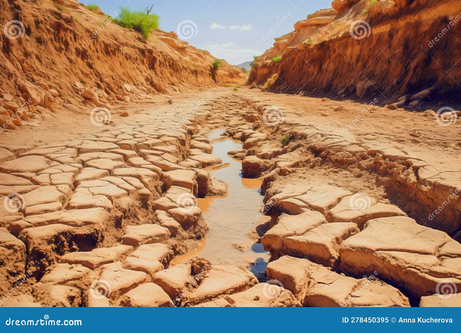 Dried River Bed, Global Warming Concept. Generative AI Realistic ...