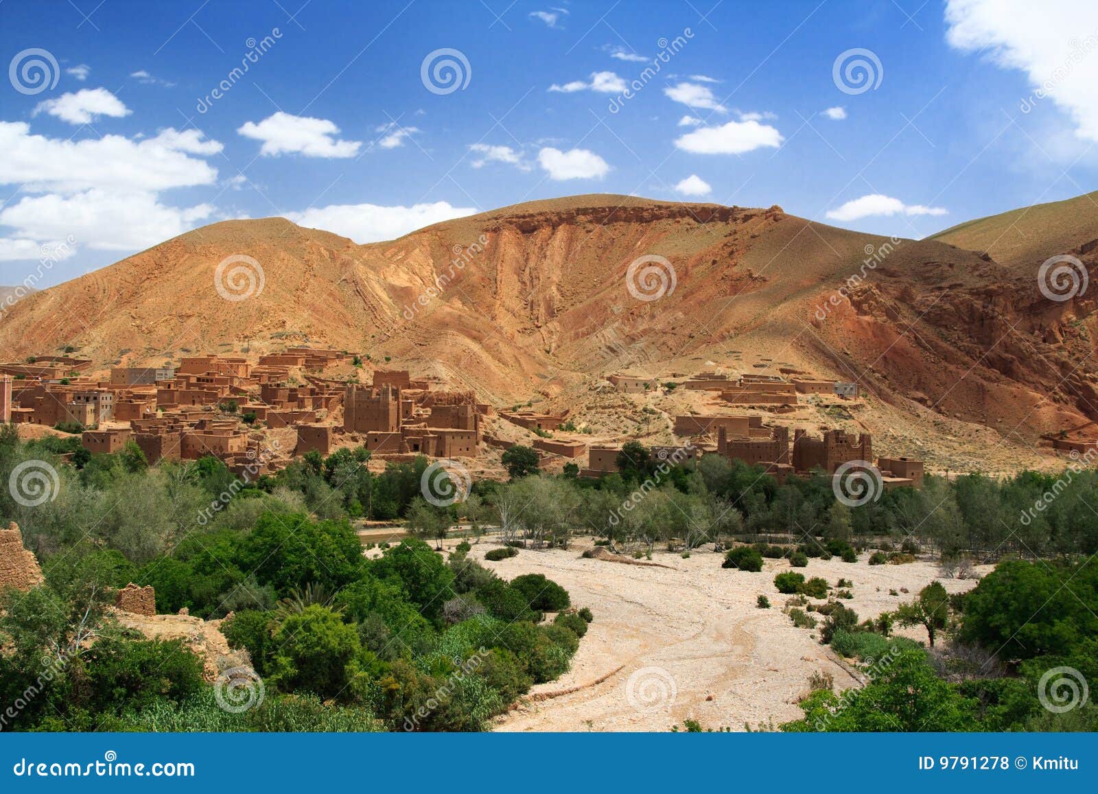 Dried river in Morocco stock photo. Image of hill, building - 9791278