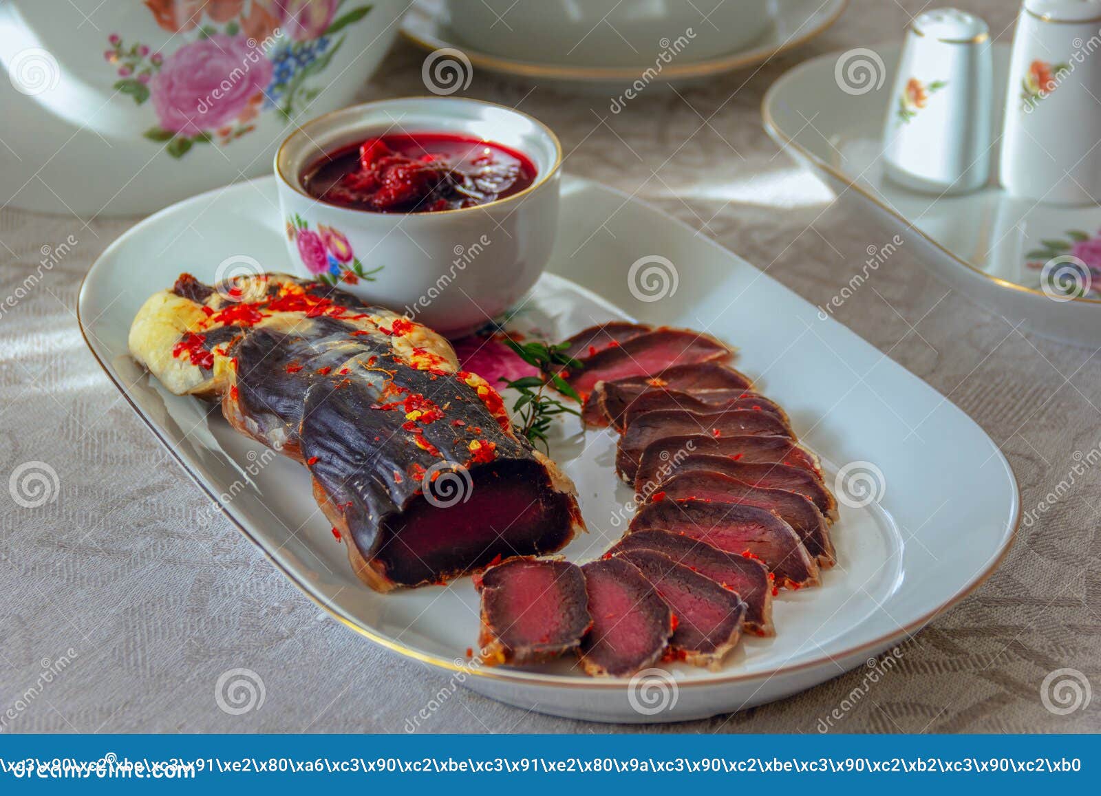 Dried ROE deer meat stock photo. Image of rustic, pepper - 136057334