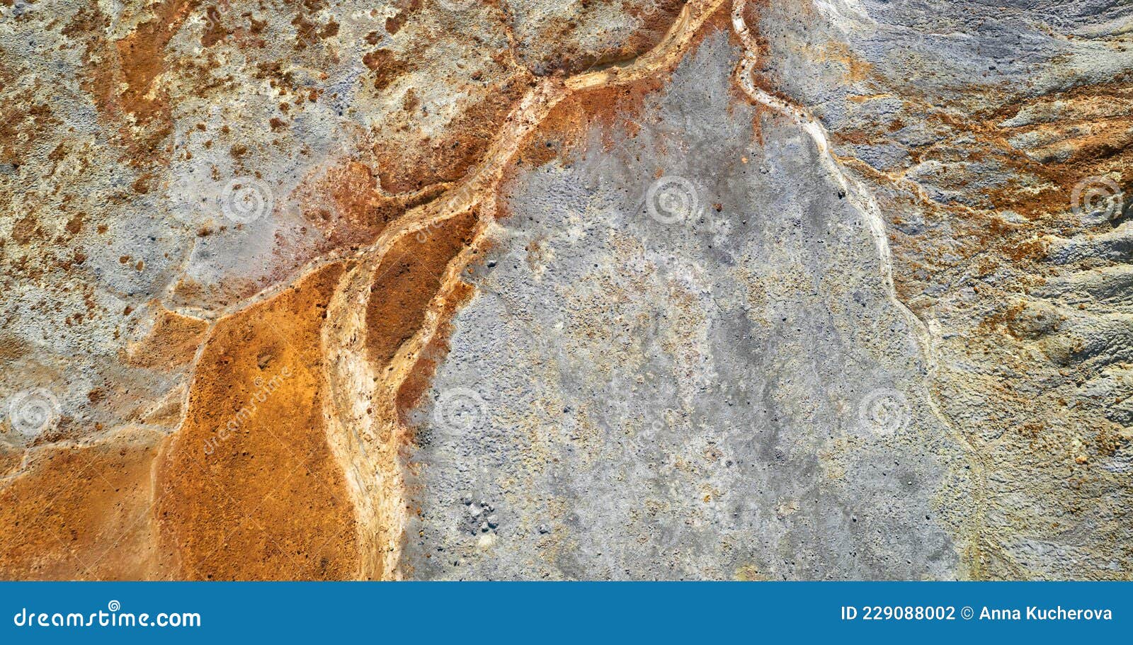 Dry Rusty River Bed Over Grey Mine Tailings, Acid Mine Drainage Texture ...