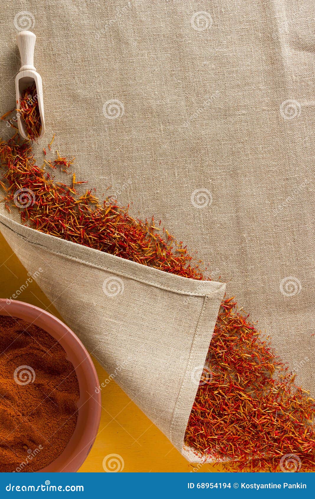 Dried Saffron Spice and Ground Saffron Stock Photo - Image of leaf ...
