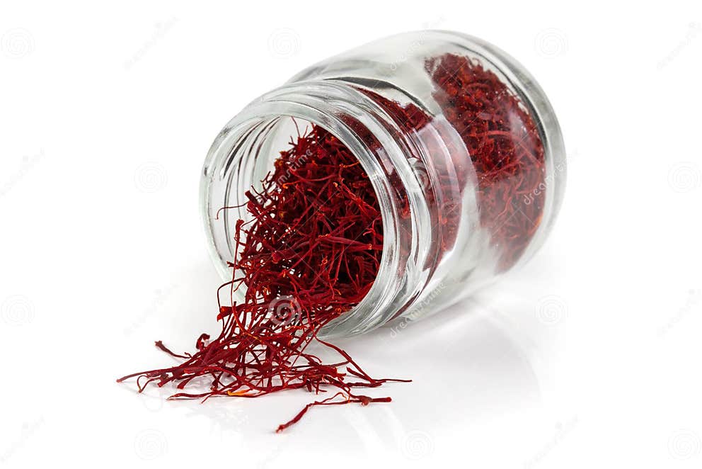 Dried Safron in Transparent Tiny Jar Stock Photo - Image of spice ...