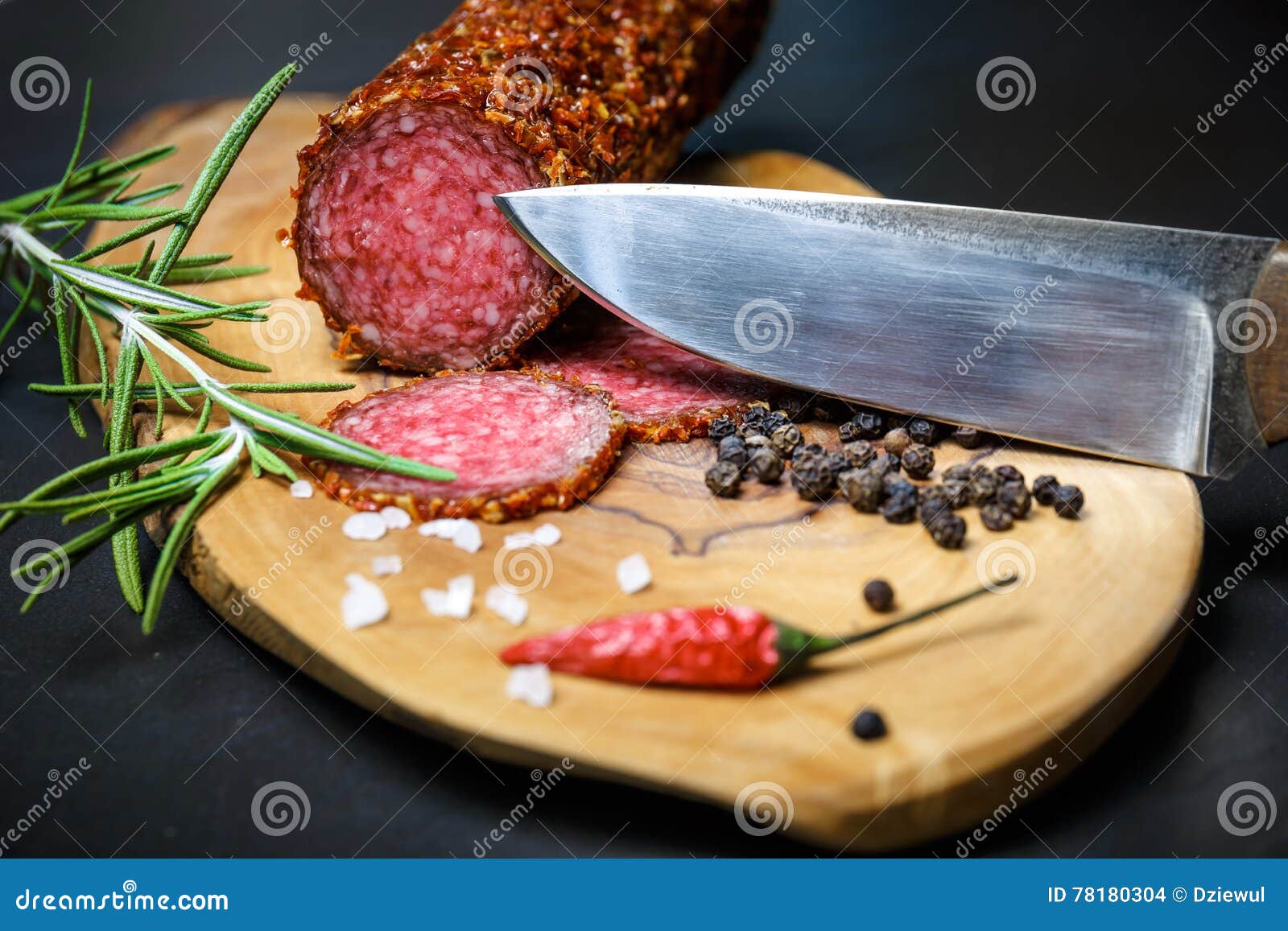 Dried Salami Crusted in Ground Red Pepper Stock Photo - Image of ...