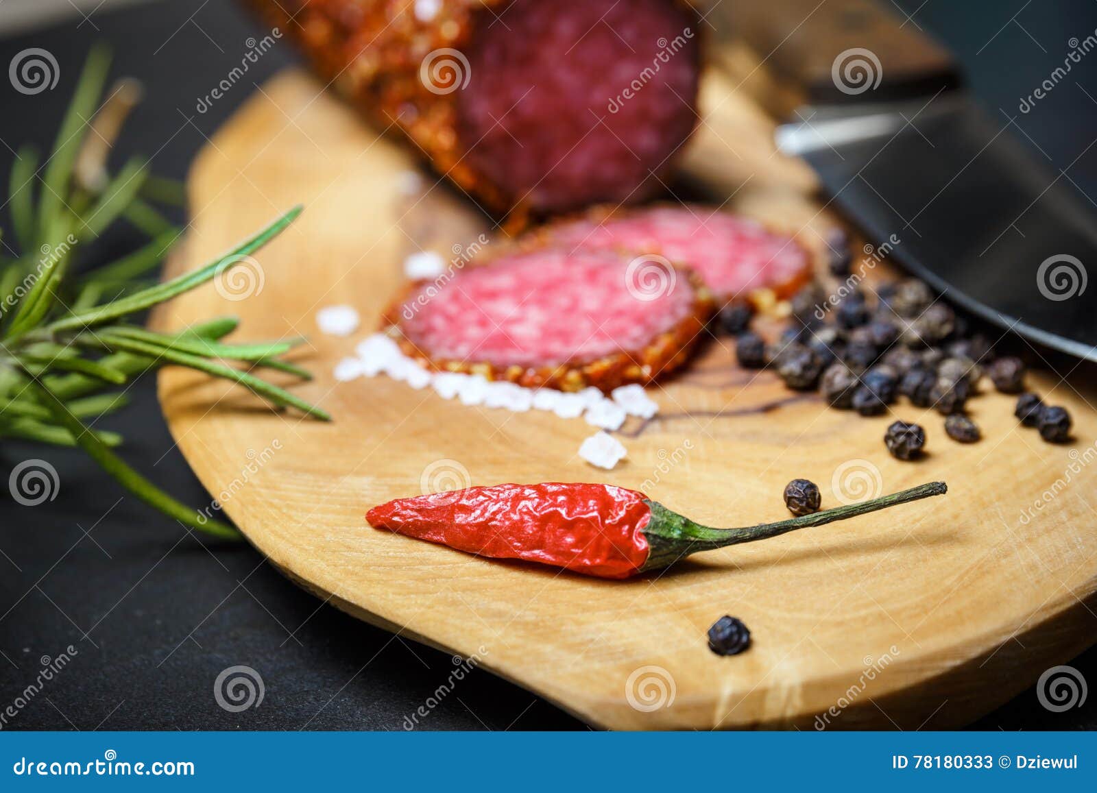 Dried Salami Crusted in Ground Red Pepper Stock Image - Image of deck ...