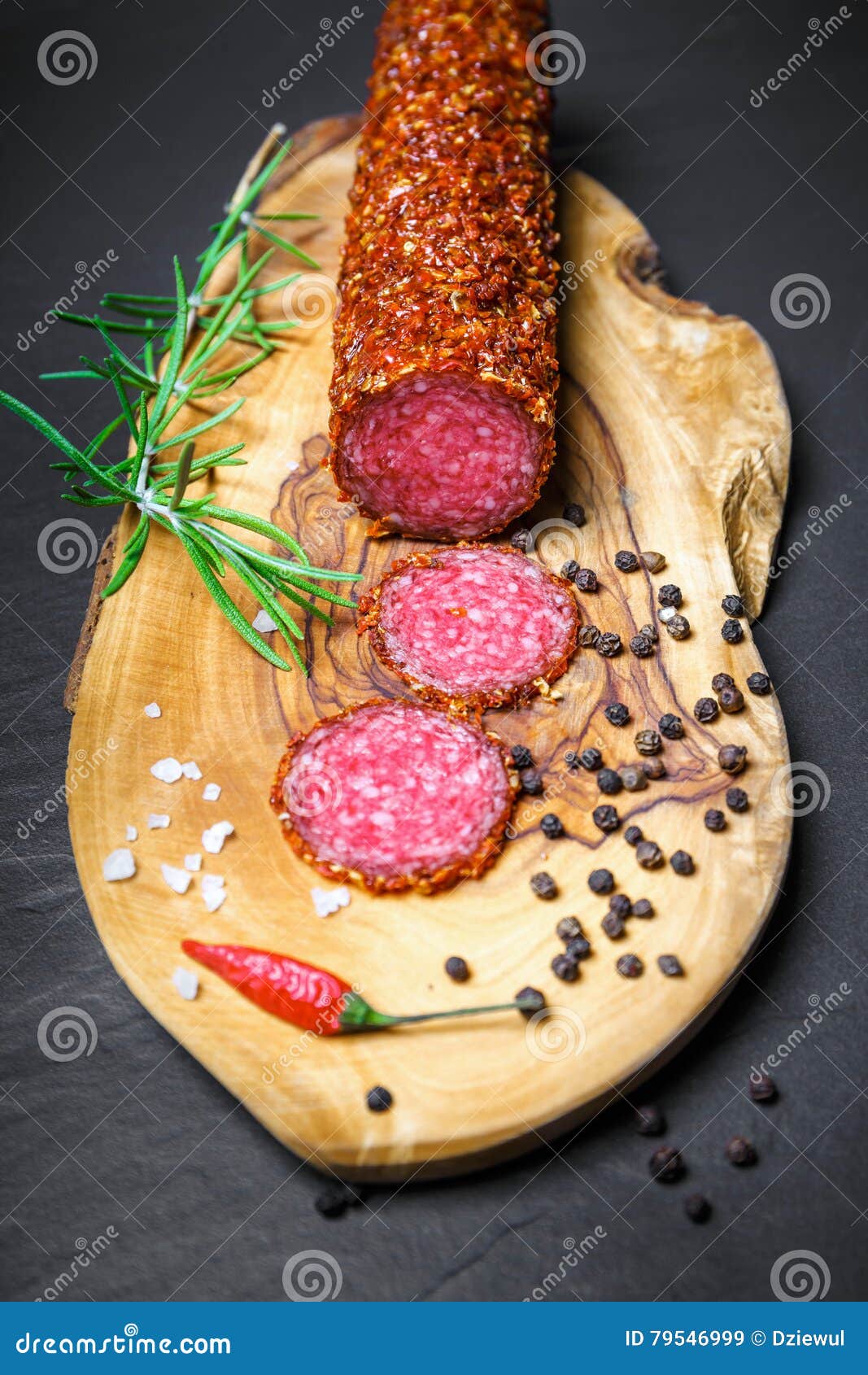 Dried Salami Crusted in Ground Red Pepper Stock Image - Image of ...