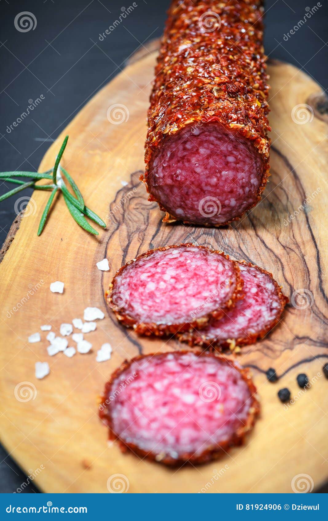 Dried Salami Crusted in Ground Red Pepper Stock Photo - Image of meal ...