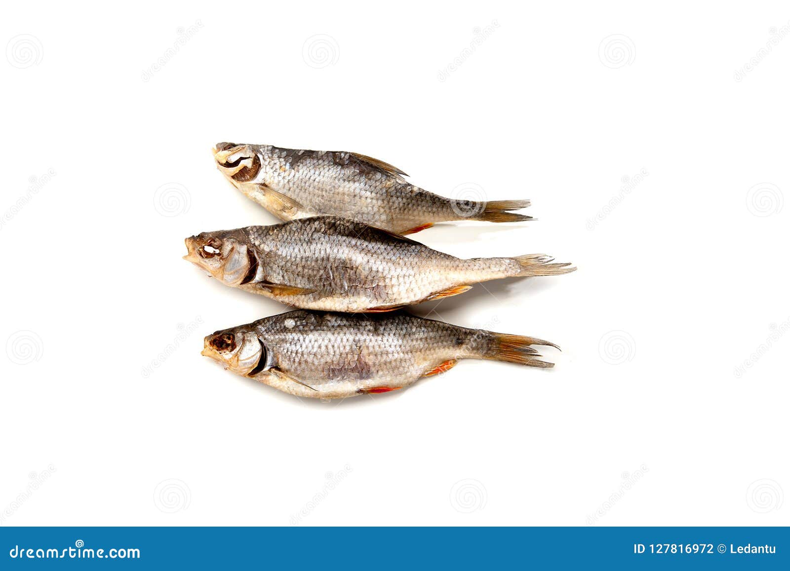 Dried Salted Fish Sticks Isolated on White. Stock Photo - Image of ...